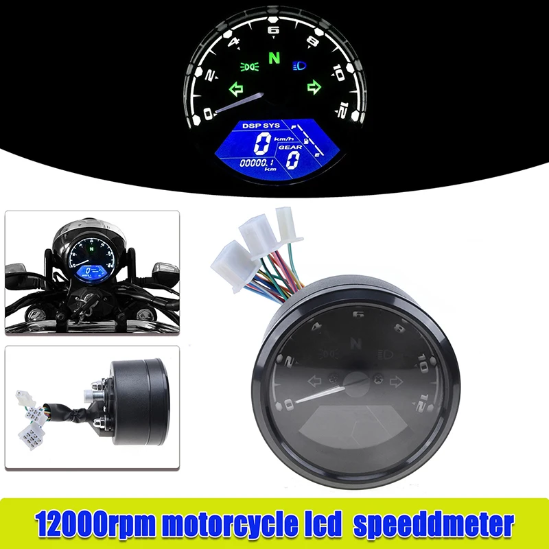 Motorcycle Speed Meter Universal Digital Instrument Panel Tachometer ...