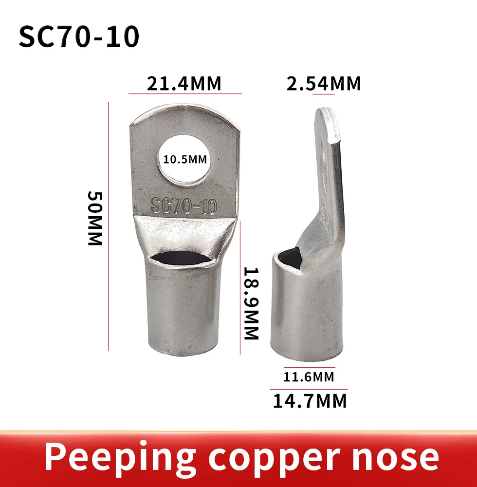 10pcs-Lot-SC-70-10-70mm2-10mm-Bolt-Hole-Tinned-Copper-Cable-lugs ...