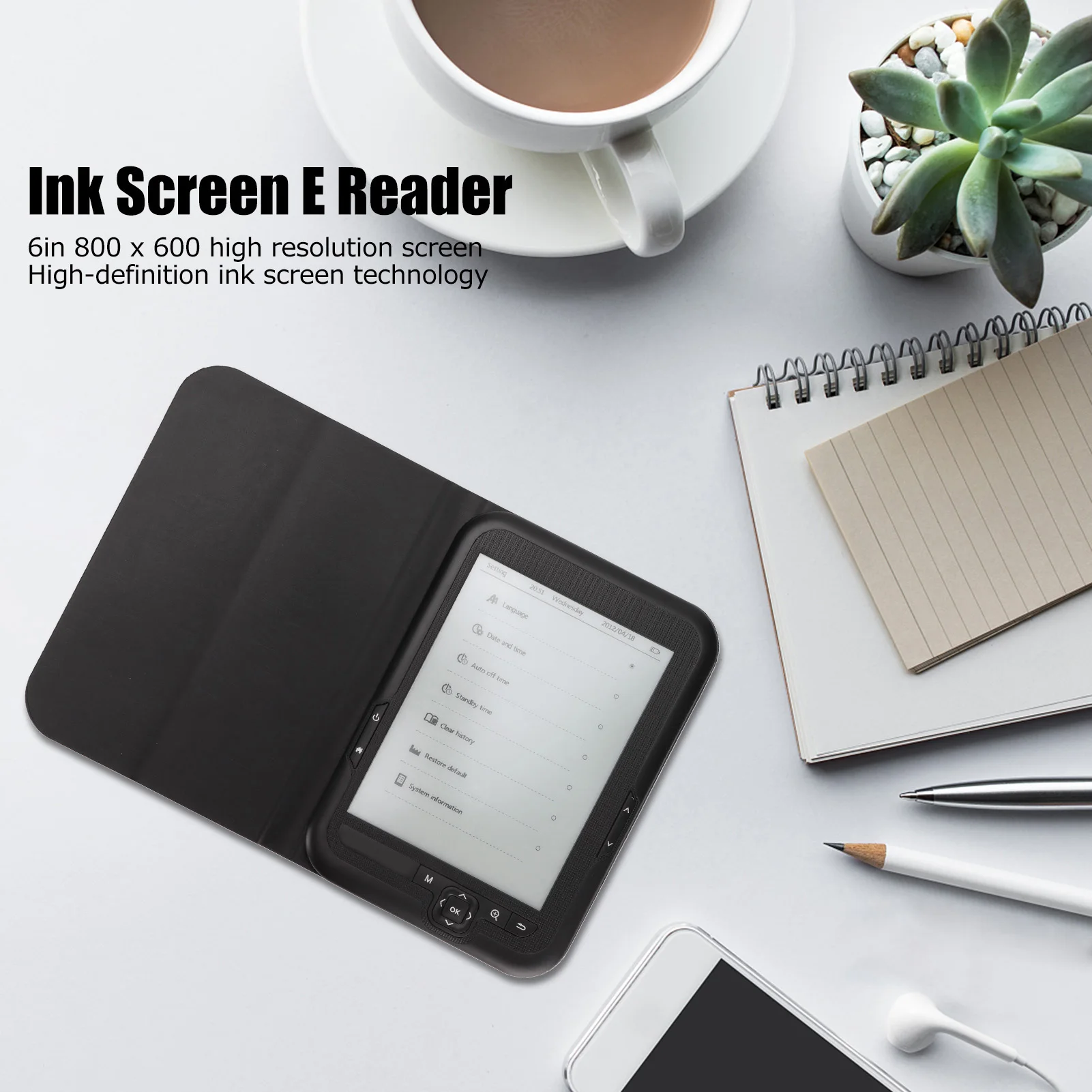 E Book Reader E Reader Black 6in 800x600 HD Ink Screen Eye E Reader E ...