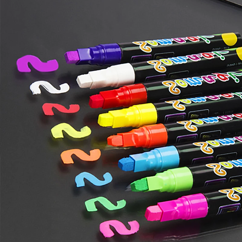 8-Colors-Highlighter-Fluorescent-Liquid-Chalk-Marker-Neon-Pen-For-LED ...
