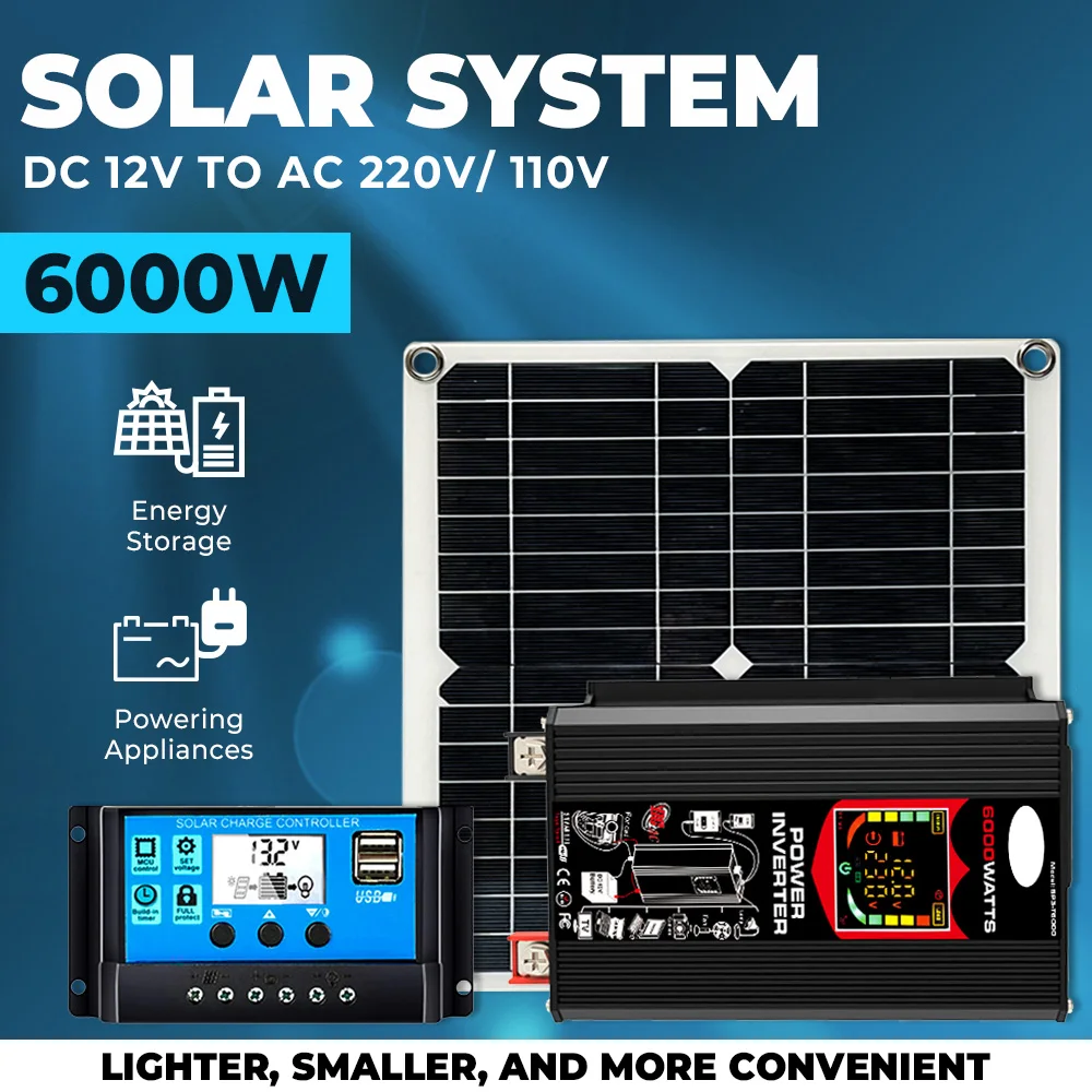 6000W-Inverter-Solar-System-Combination-30A-Controller-200W-Solar-Panel ...