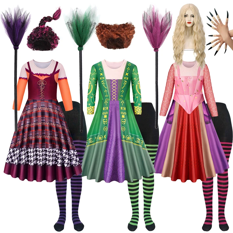 Hocus Pocus Halloween Witch Dress Up Kids Winifred Sanderson Cosplay ...