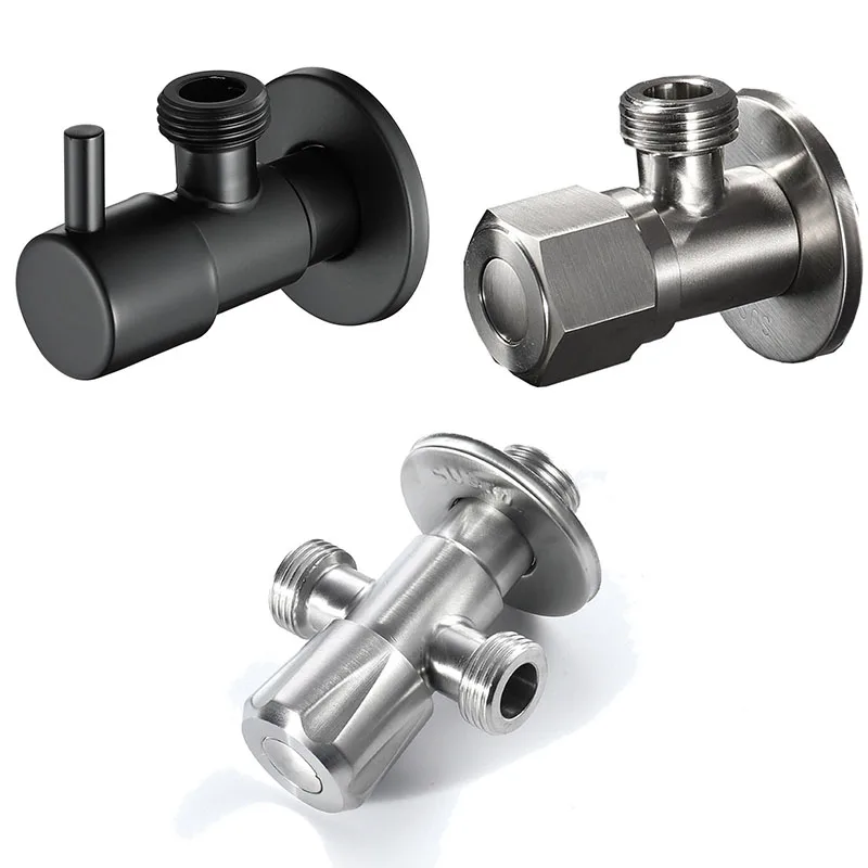 Stainless Steel Angle Valve G1/2 Inlet Single Double Outlet Bathroom ...