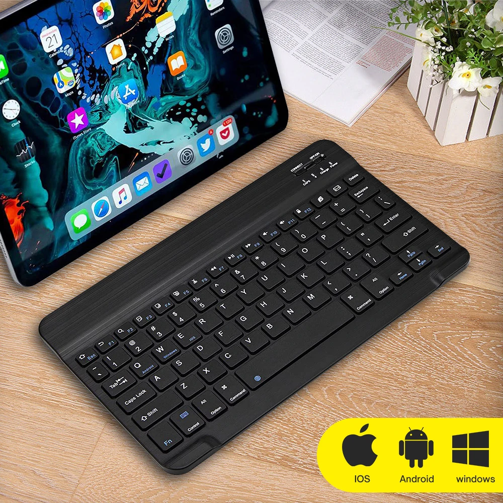 10-in-Wireless-Bluetooth-Keyboard-For-Tablet-iPad-iPhone-Rubber-Keycaps ...