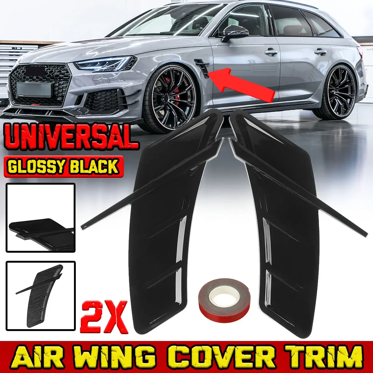 Pair-Car-Air-Vent-Sticker-TPU-Side-Fender-Sticker-For-Audi-A3-Rs3-8v-A4 ...