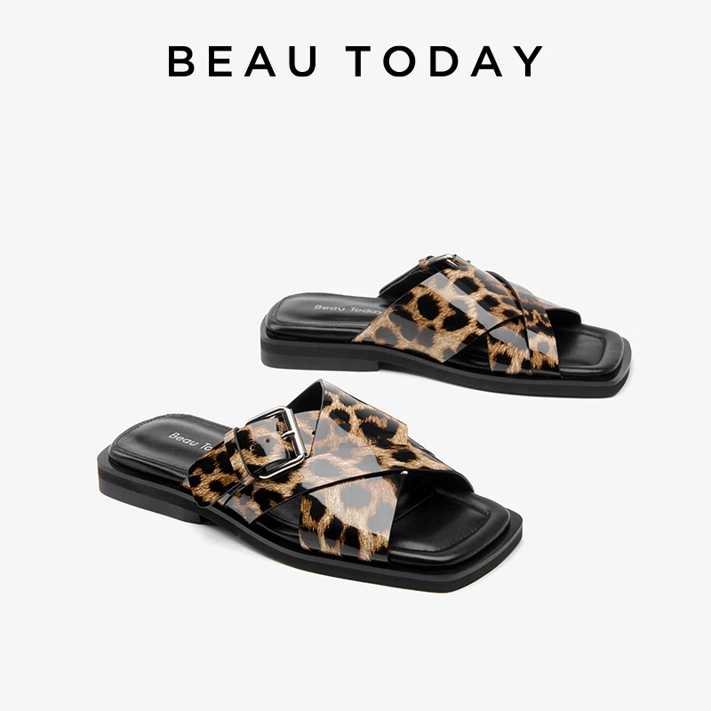 BEAUTODAY-Leisure-Sandals-Women-Genuine-Cow-Leather-Leopard-Design ...