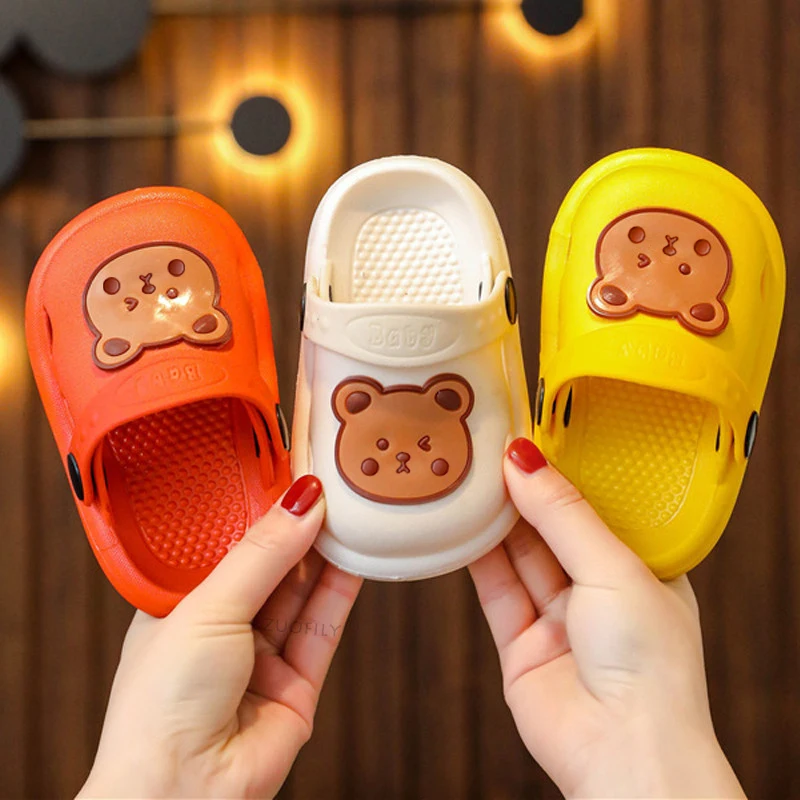 아기 유아 어린이 미끄럼 방지 샌들 소년 소녀 귀여운 곰 거품 해변 여름 슬리퍼 어린이 통기성 경량 물 신발
