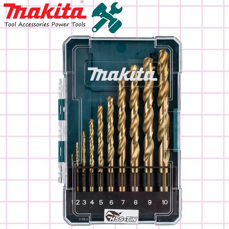 Makita-D-72849-High-Speed-Steel-Bit-Set-10Pcs-Straight-Shank-Wood-Metal ...