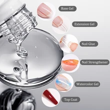 BORN PRETTY 15ML 6 IN 1 Nail Glue Gel for Acrylic Nails Soak off Base Gel Top Coat UV Extension ...