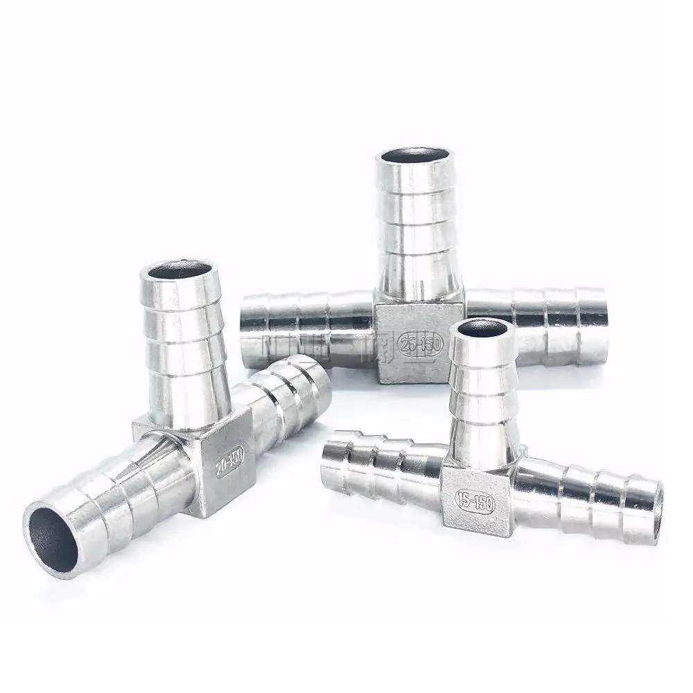 304 Stainless Steel T-Shape Tee Barb Hose Fittings 6mm- 32mm 3 Way Hose ...
