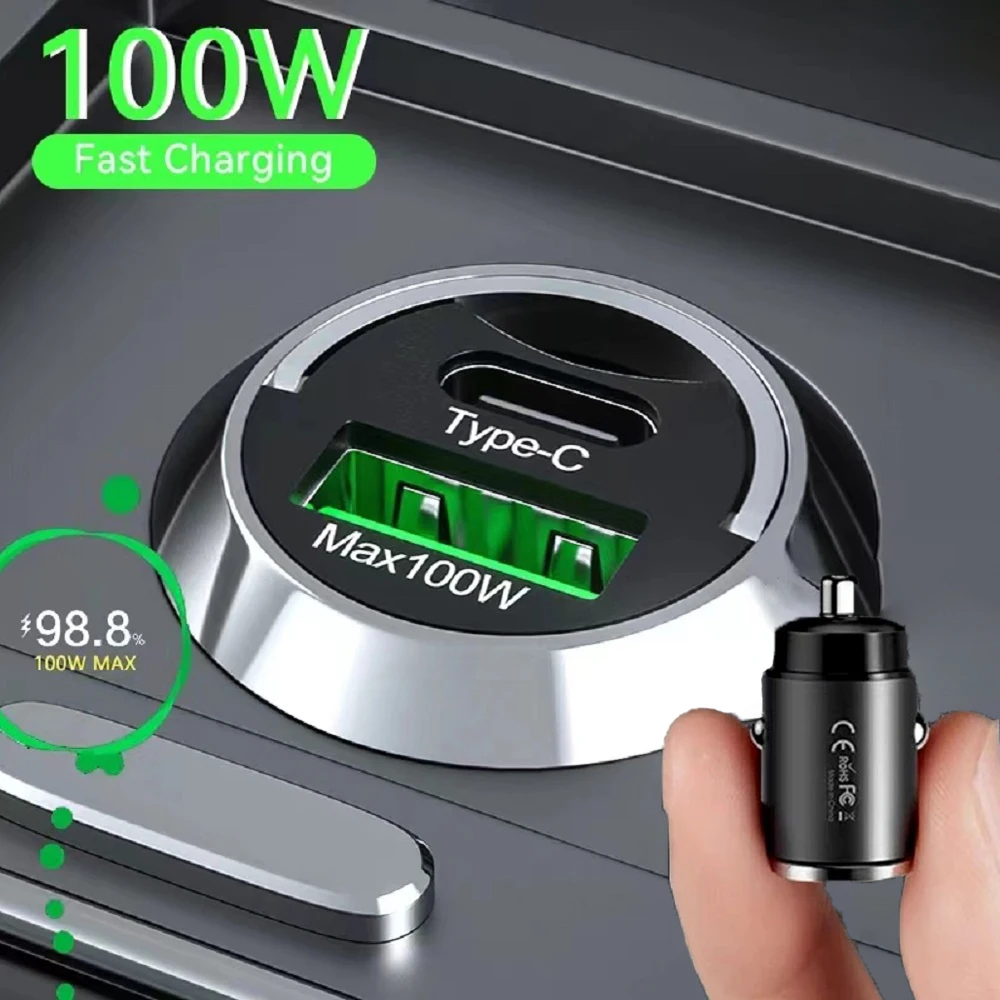 100W-Mini-Car-Charger-Lighter-Fast-Charging-For-iPhone-QC3-0-Mini-PD ...