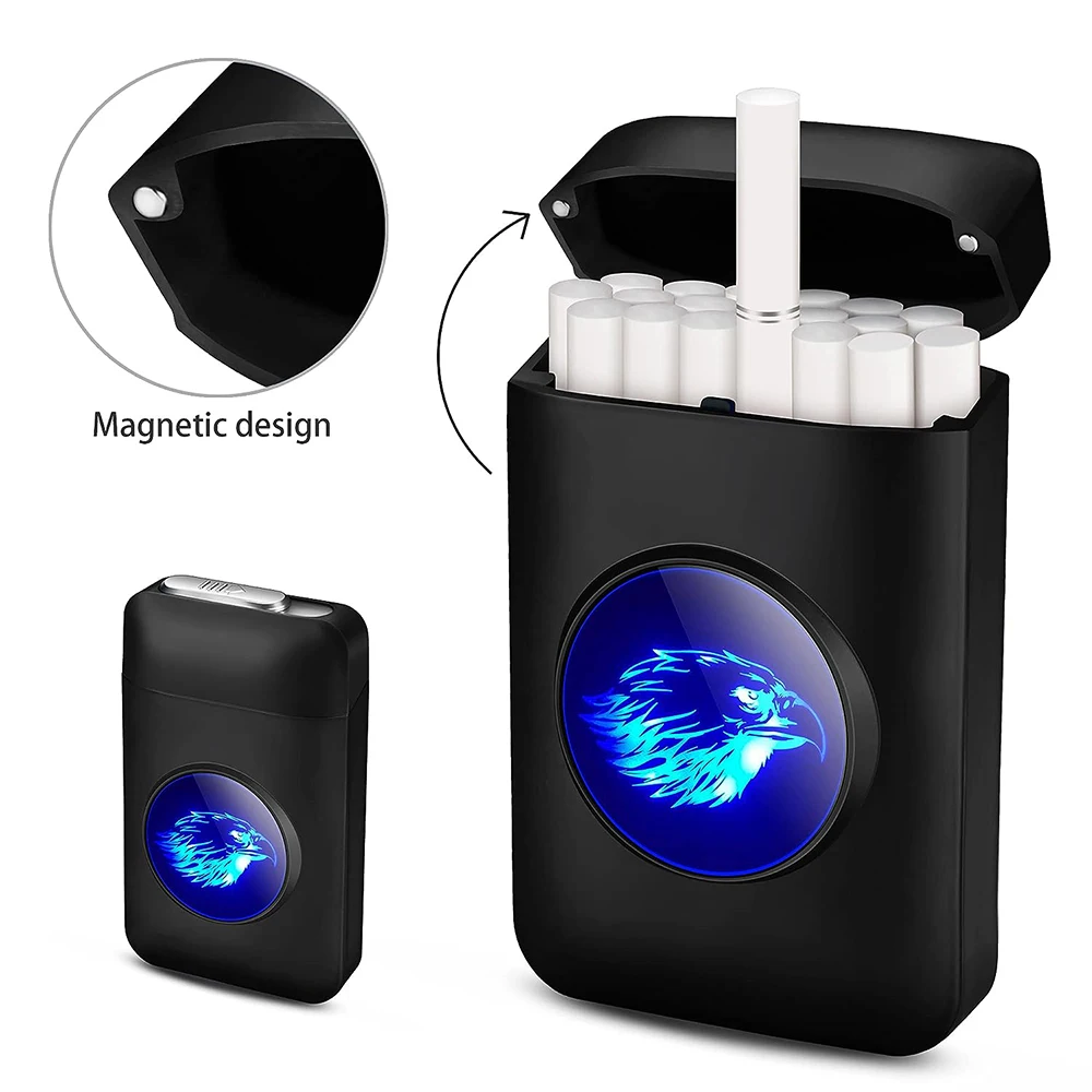 Cigarette-Case-With-LED-USB-Windproof-Lighter-Glow-With-Animal-Pattern ...