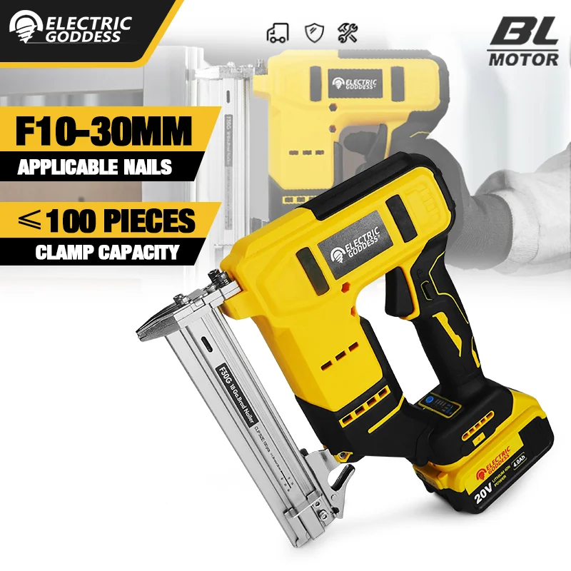 10-30mm Brushless Electric Nail Gun Depth Adjustment Nailer Stapler F10 ...