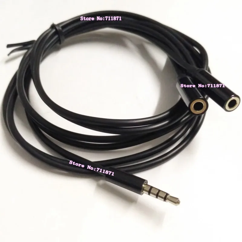 One Male two Female TRRS 3.5mm Audio cable Line Connect Dual headphone ...
