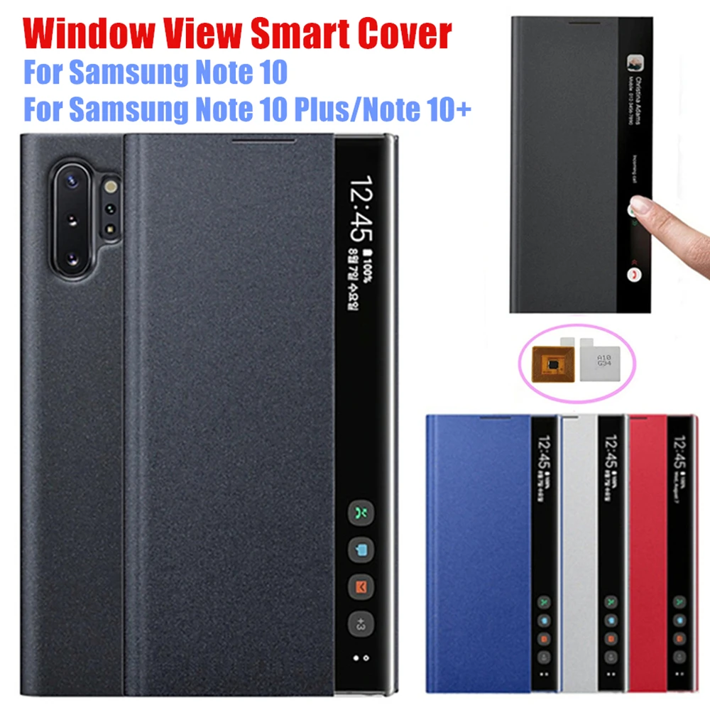 Window-View-Flip-Cover-For-Samsung-Galaxy-Note-10-Plus-Flip-free-Smart ...