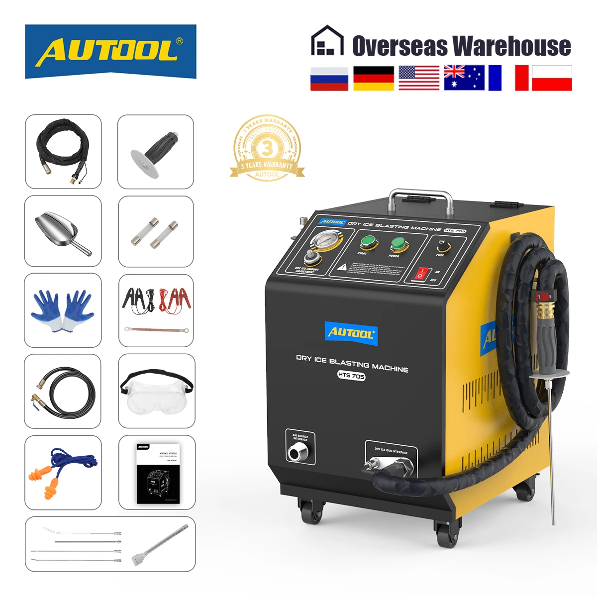 AUTOOL máquina de limpieza con chorro de hielo seco HTS705, 110V/220V ...