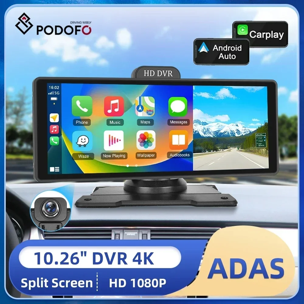 Podofo-10-26-4K-Dash-Cam-ADAS-Wireless-Carplay-Android-Auto-Car-DVR-Rearview-Camera-Dashboard.png