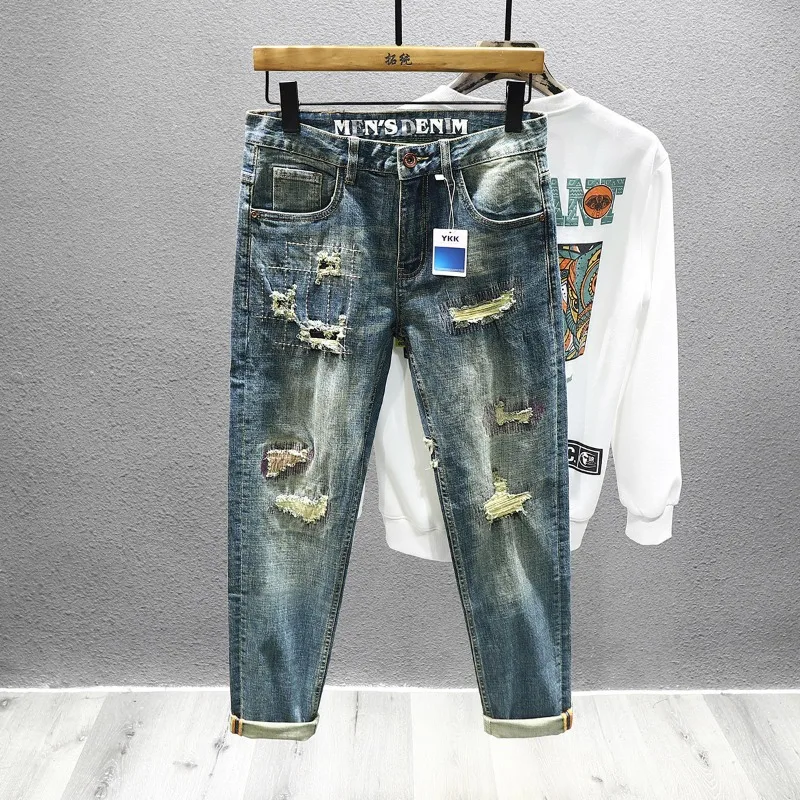 Streetwear-Ripped-Jeans-Men-s-American-Slim-Stretch-Fashion-Hole-Hip-hop-Harem-Pants-Male ...