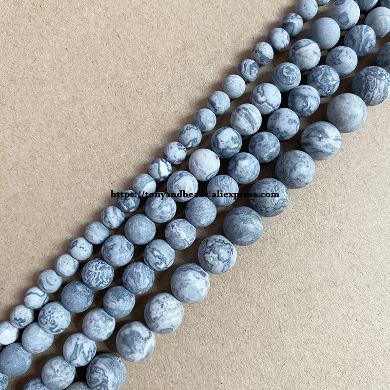 Natural Stone Matte Map Jasper Round Loose Beads 15" Strand 4 6 8 10 ...