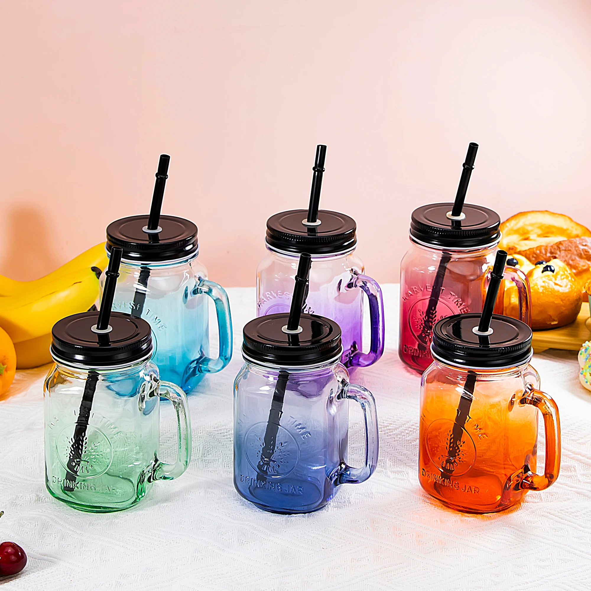 Juego-de-vasos-de-tarro-Mason-de-16oz-con-pajita-y-tapas-reutilizables ...