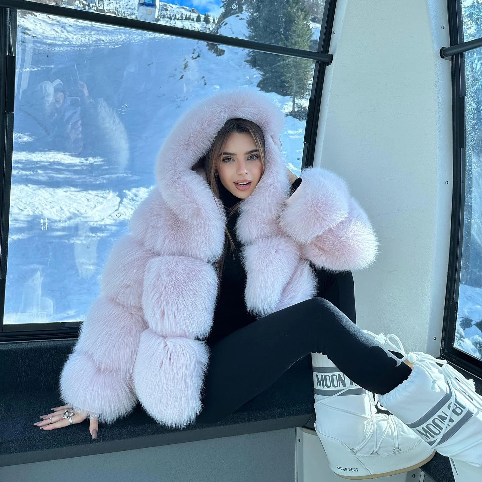 Casual-Women-Fashion-Pink-Fox-Fur-Jacket-With-Hood-Natural-Woman-Winter ...
