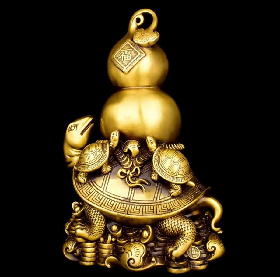 Copper-Statue-Kaiguang-mother-and-son-dragon-turtle-ornament-pure ...