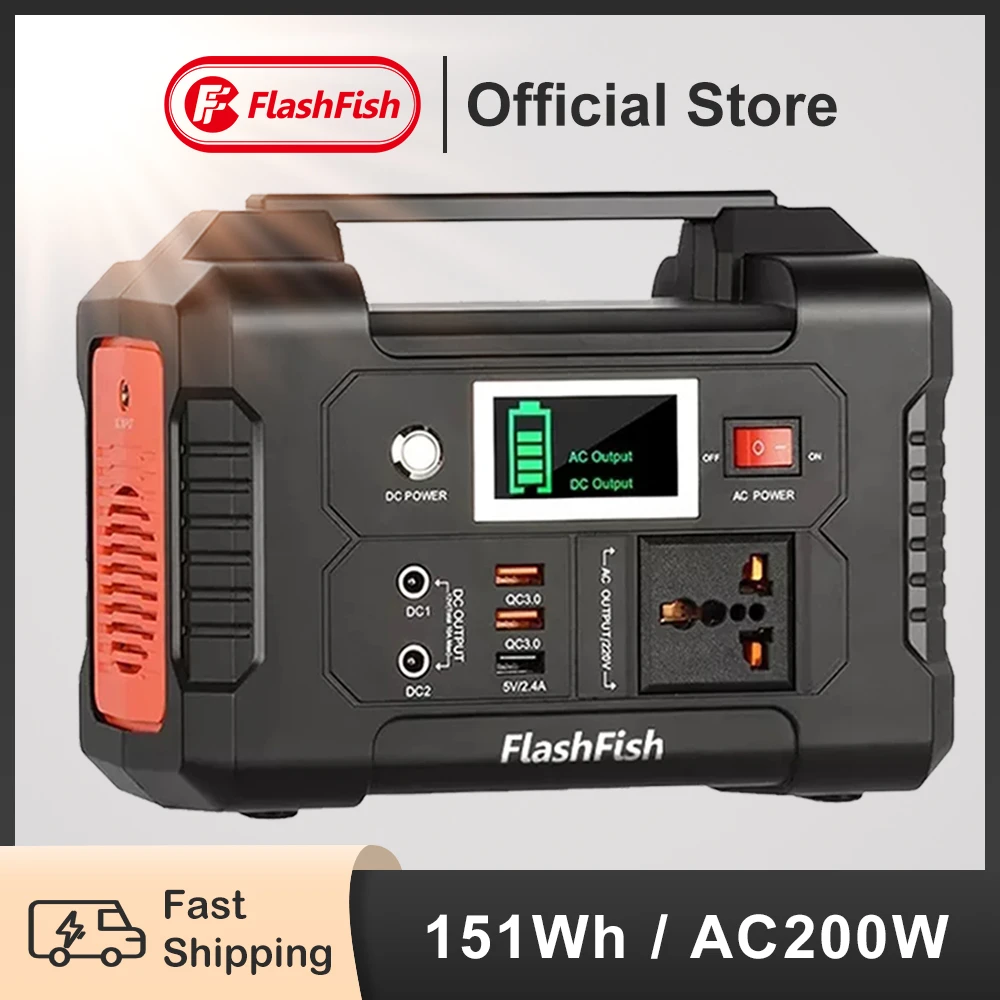 FF Flashfish E200 151Wh Solar Generator 200W Portable Power Station ...