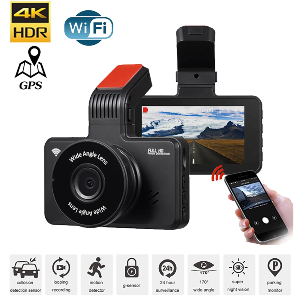 Dash-Cam-WiFi-GPS-Car-DVR-4K-Vehicle-Camera-2160P-Drive-Video-Recorder ...