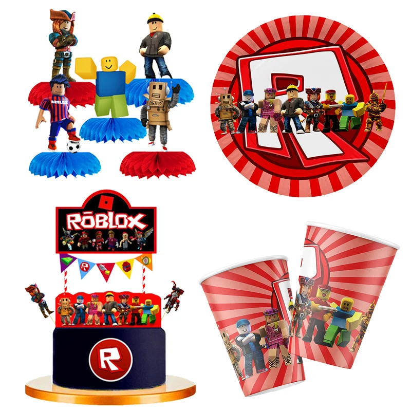 Roblox Theme Birthday Party Paper Cup Plate Decoration For Children Toy ...