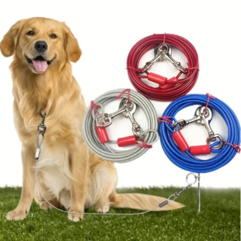Pet-Outdoor-Double-Hook-Extended-Steel-Wire-Rope-Dog-Rope-Pet-Traction ...