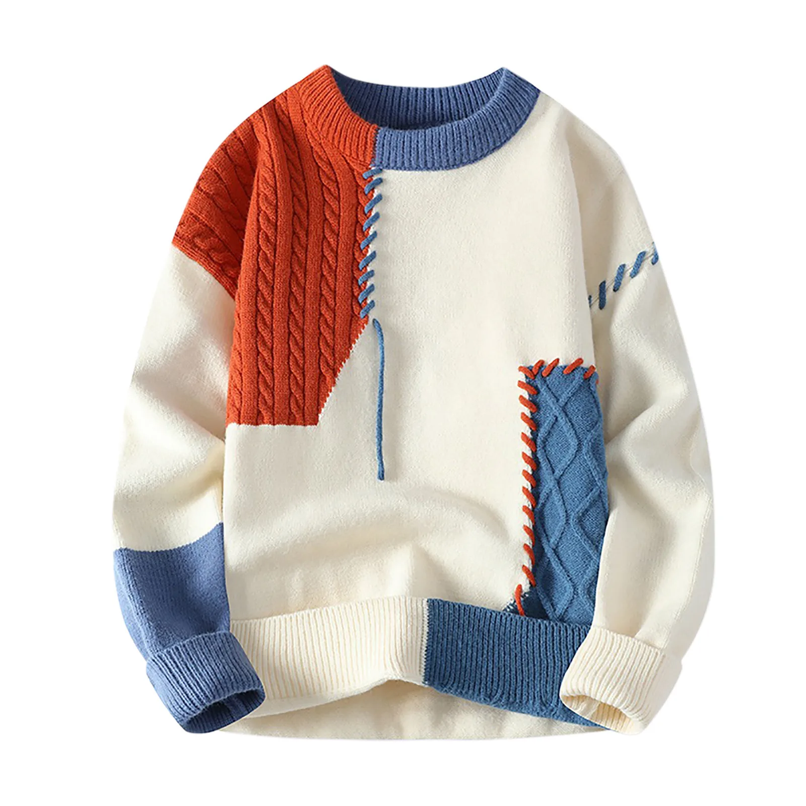Autumn-Winter-Men-s-Color-Blocking-Sweater-Men-s-Knitting-Pullovers-O ...