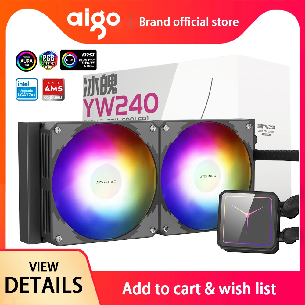 Aigo 240/360mm integrado cpu cooler argb refrigerador líquido ...