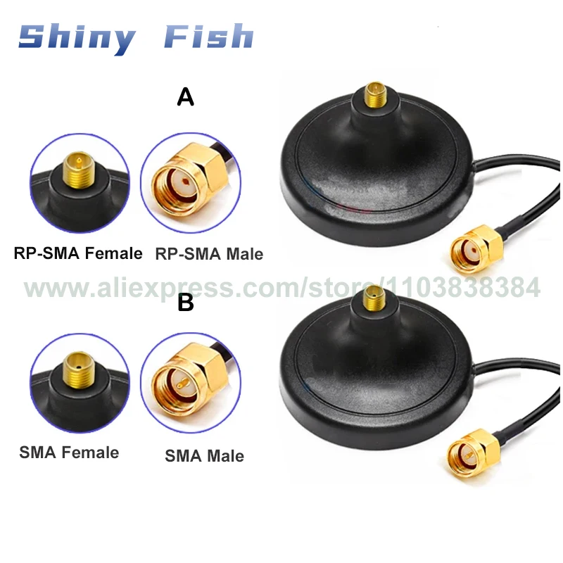 2PCS 5G Router Network Card Antenna 3G 4G Magnetic Base RG174 Material ...