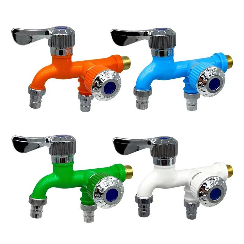 Dual Control Faucet Double Outlet Water Tap 1/2" Universal Interface ...