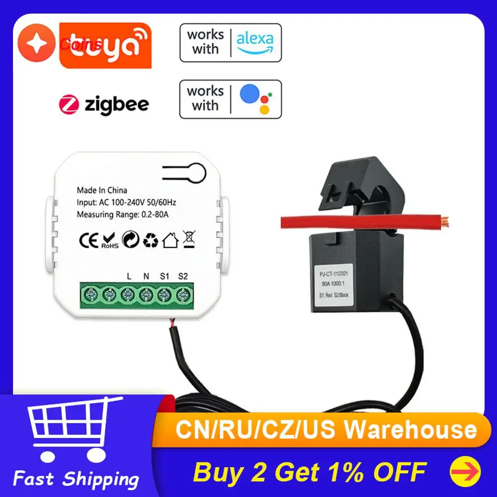 Energy Meter 80A Current Transformer Clamp KWh Power Monitor ...