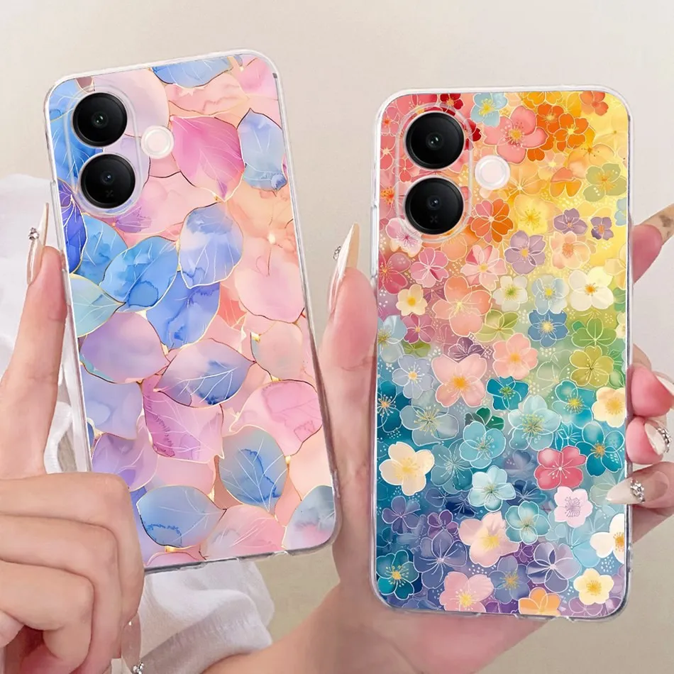 For Vivo V60 Lite 4G 5G Cute Flower Butterfly Cat Painted Case For Vivo ...