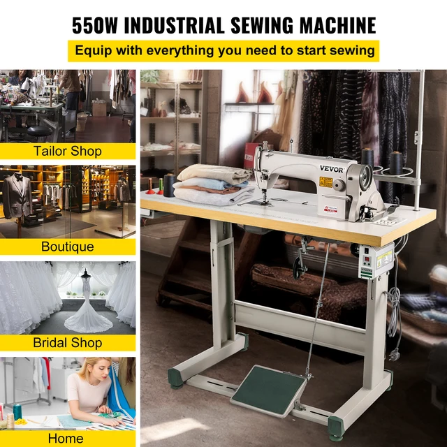VEVOR Industrial Sewing Machine Kit Servo Motor + Table + Stand DDL-8700 550W 1-Needle ...