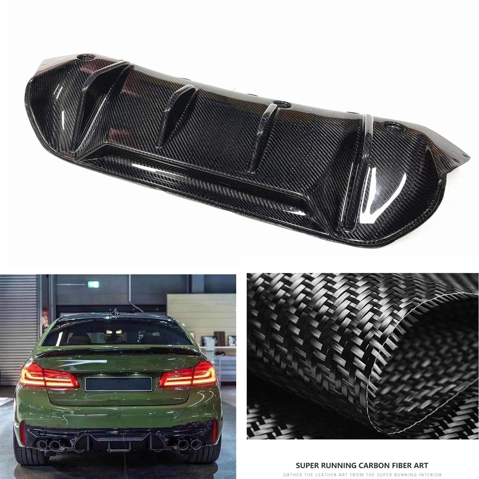 Real Carbon Fiber Rear Diffuser Bumper Lip Boot Spoiler Plate Splitter ...