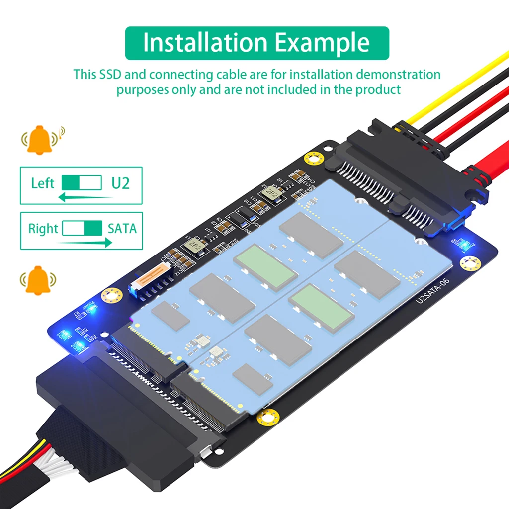 2 In 1 M2 SSD Adapter M.2 NVME M Key to U.2 SFF-8639 M.2 SATA B Key to ...