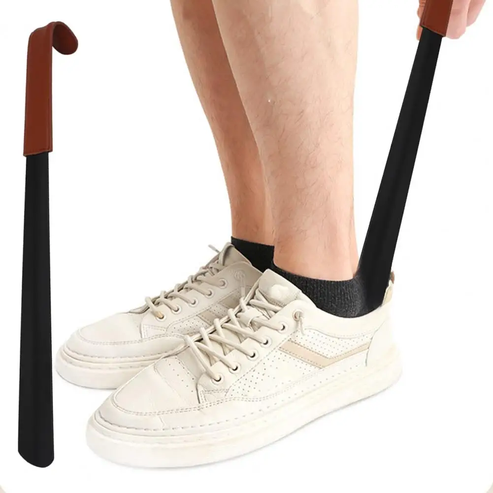 Faux-Leather-Cover-Shoe-Horn-Shirt-Long-Stainless-Steel-Elder-Metal ...