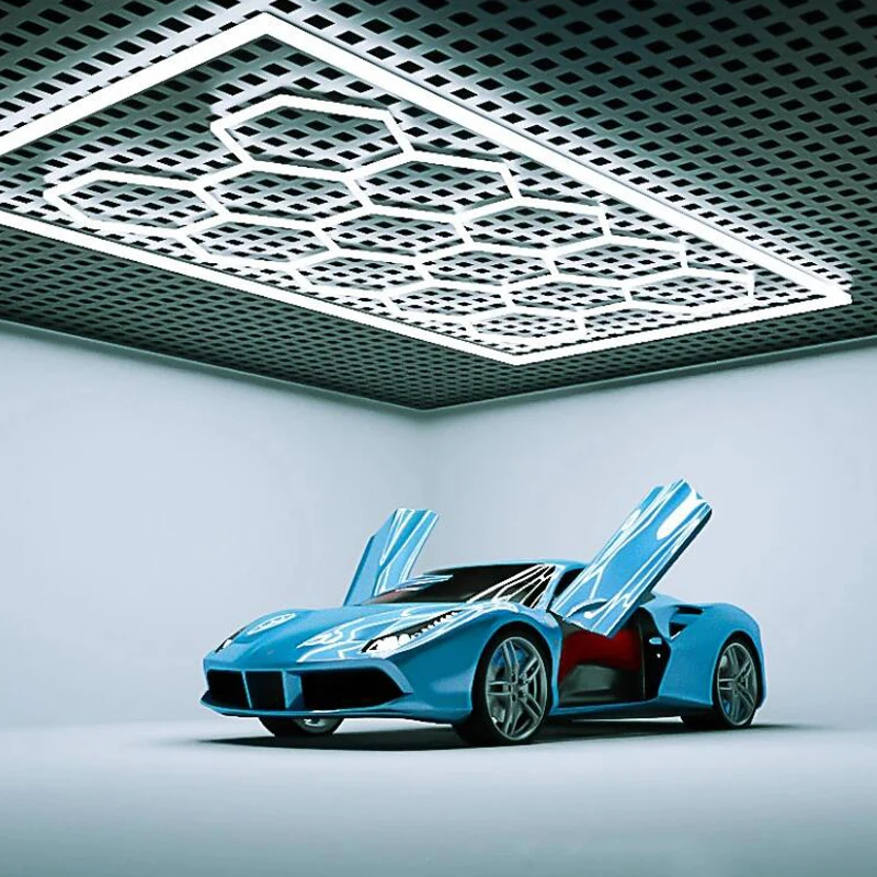 Ilumina-o-LED-para-garagem-hex-gono-l-mpada-do-teto-auto-detalhamento ...