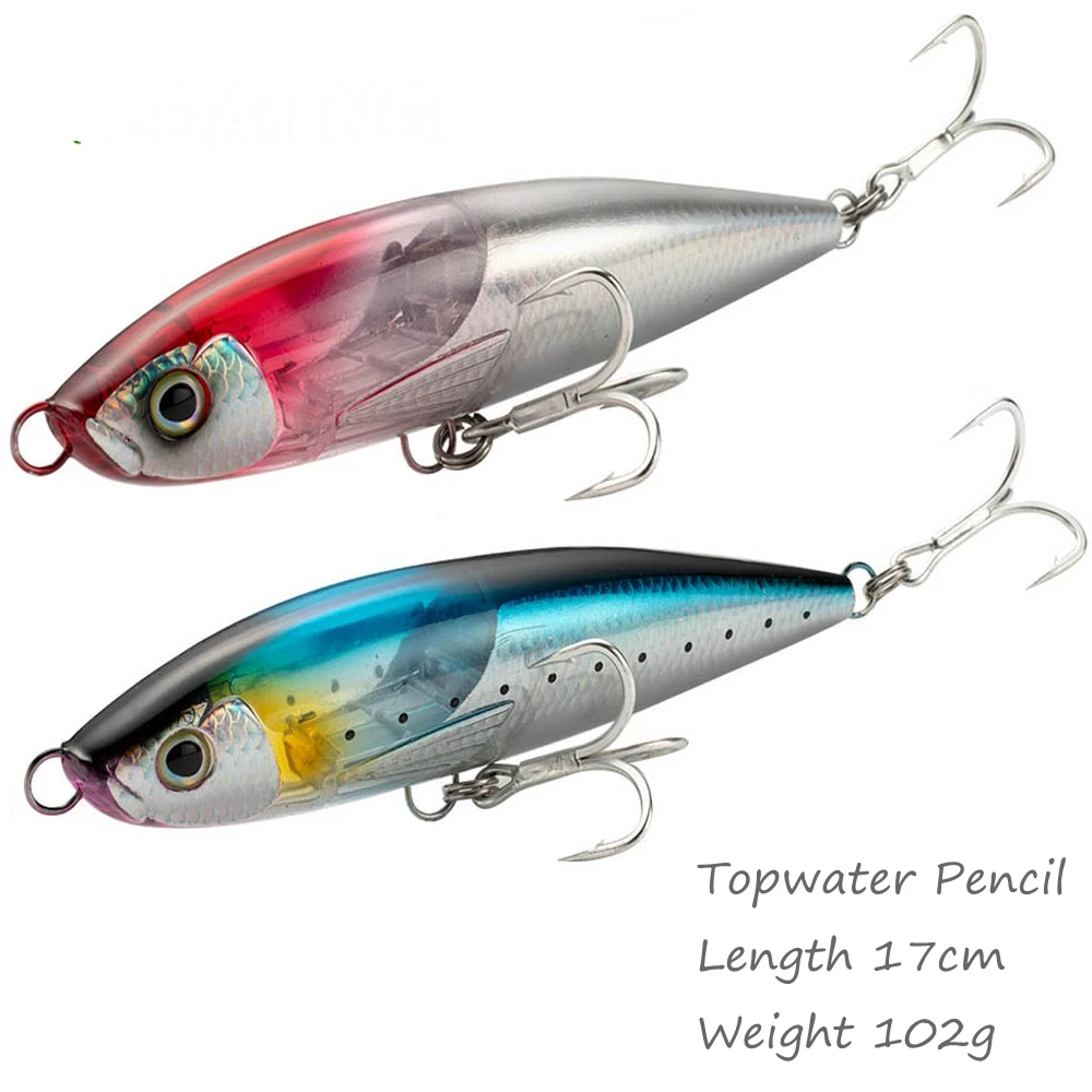Topwater-Pencil-Dog-Walker-Fishing-Lures-17cm-102g-Artificial-Hard-Bait ...