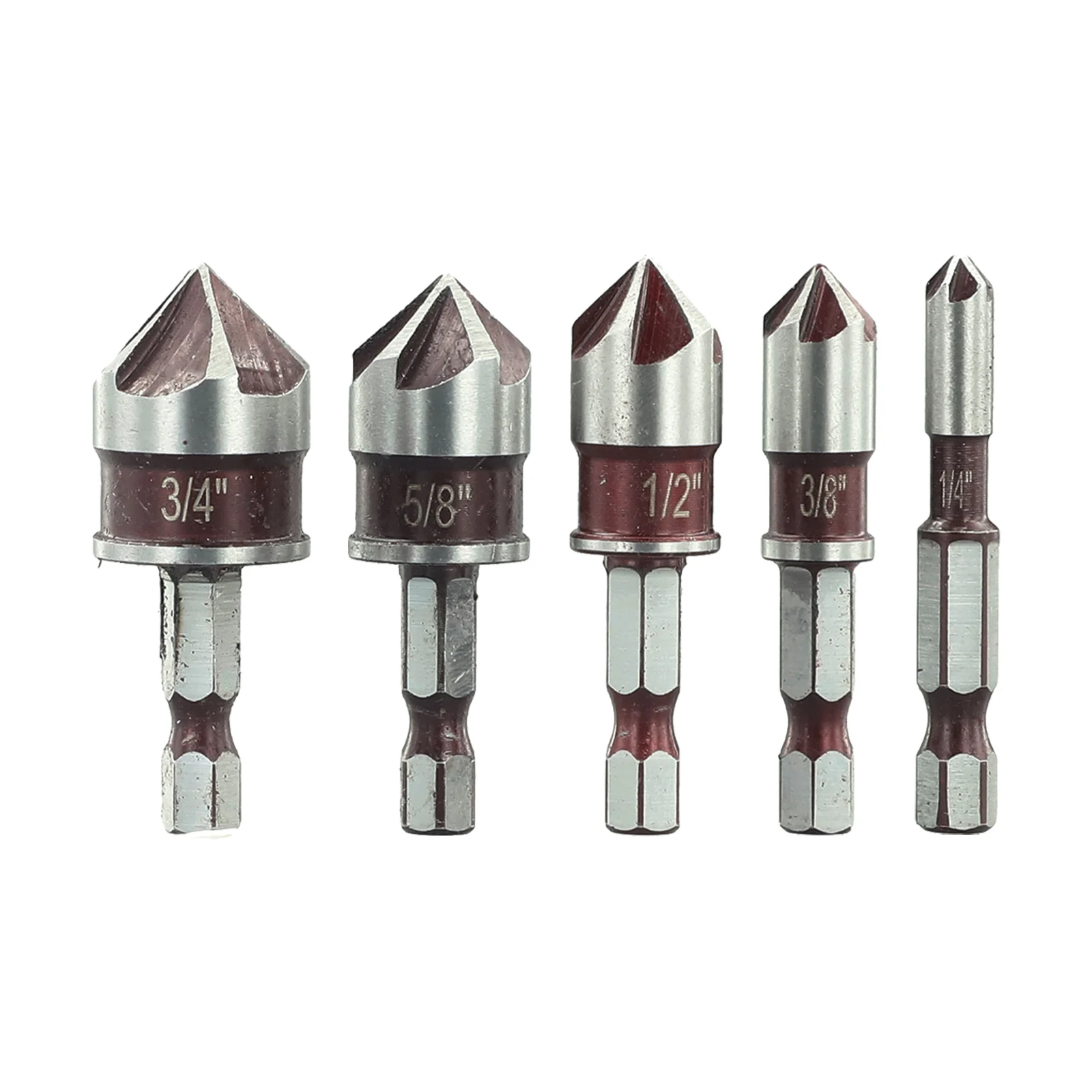 5pcs-Countersink-Drill-Bit-Hex-Shank-5-Flute-Metal-M35-Cobalt-Drill-Bit ...