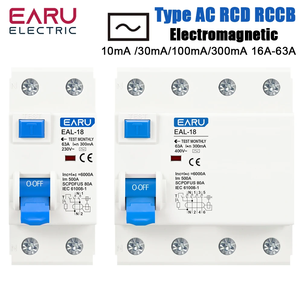 2P-4P-10-30-100-300mA-Type-AC-RCCB-RCD-ELCB-Electromagnetic-Residual ...