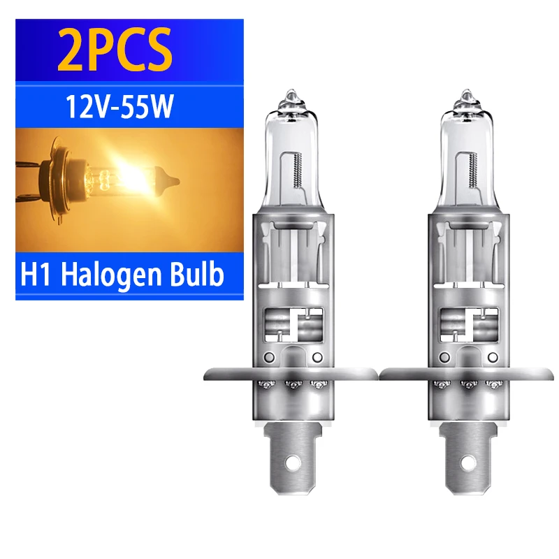 2pcs H1 Halogen Bulbs Source 12v 55w 4300k Clear Glass Front Headlight ...
