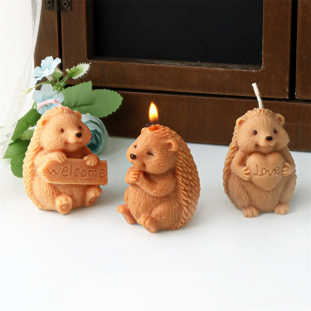 3D Cute Hedgehog Collections Candle Silicone Candle Mold Handmade Love ...