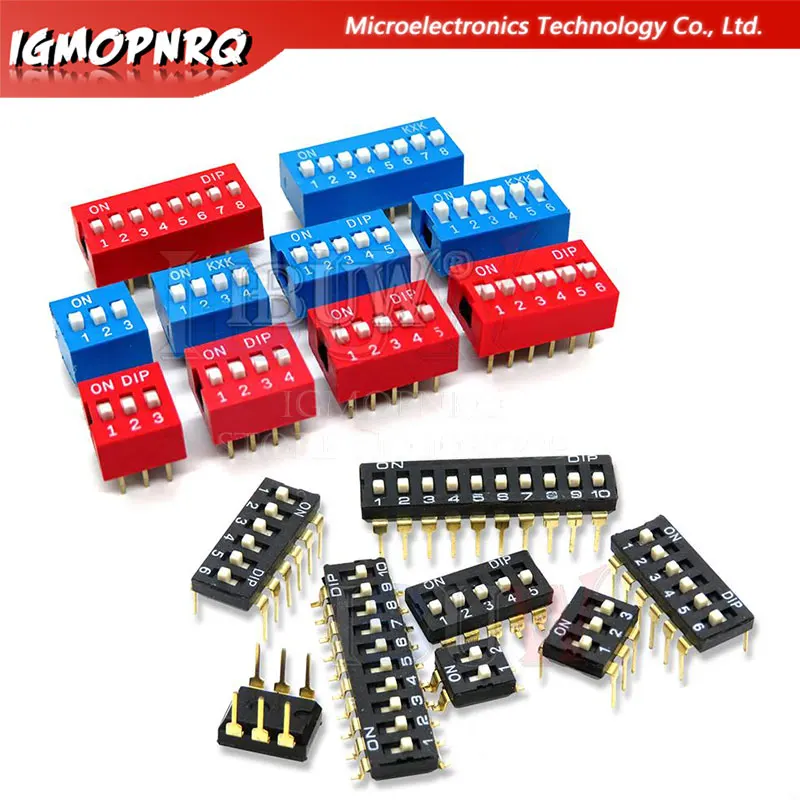 10PCS-Slide-Type-Switch-Module-1-12-Bit-2-54mm-Position-Way-DIP-Blue ...
