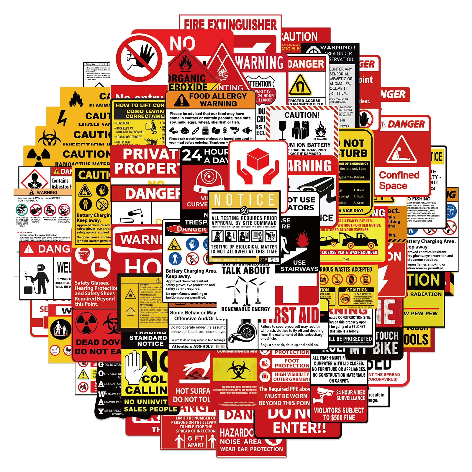 75Pcs-Warning-Mark-Sticker-Waterproof-Graffiti-Aesthetic-Decorative ...