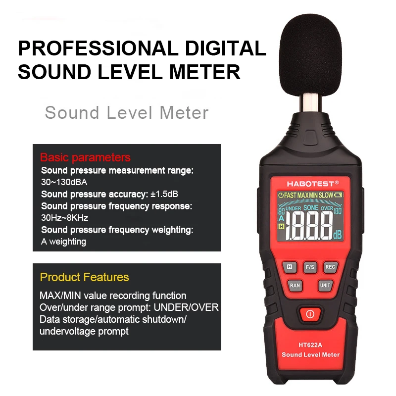 Ht622a Noise Meter Digital Handheld Decibel Monitor Tester Sound Level ...