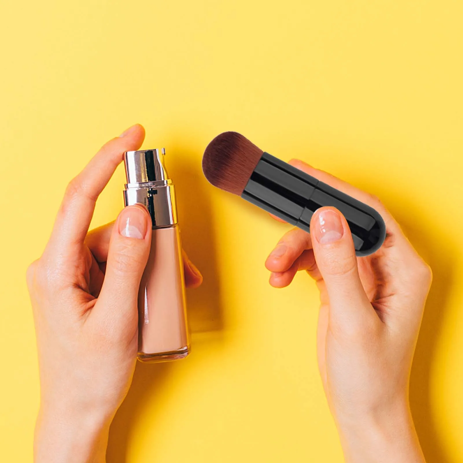 Mini Black Brown Bristles Loose Powder Brush Soft Multi purpose Fluffy ...